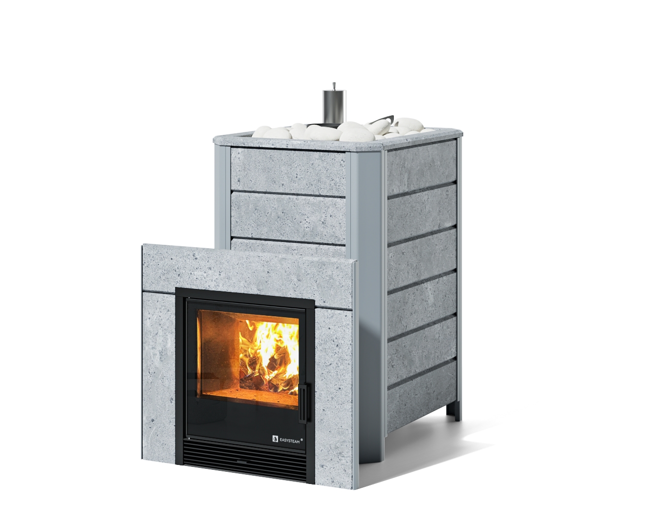 Печь Ялта 35/2024 в облицовке из камня - EASYSTEAM