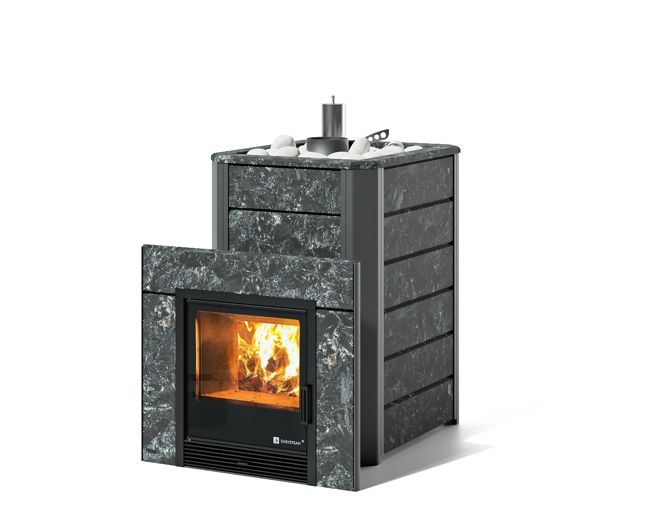 Печь Ялта 25 К/2024 в облицовке из камня - EASYSTEAM